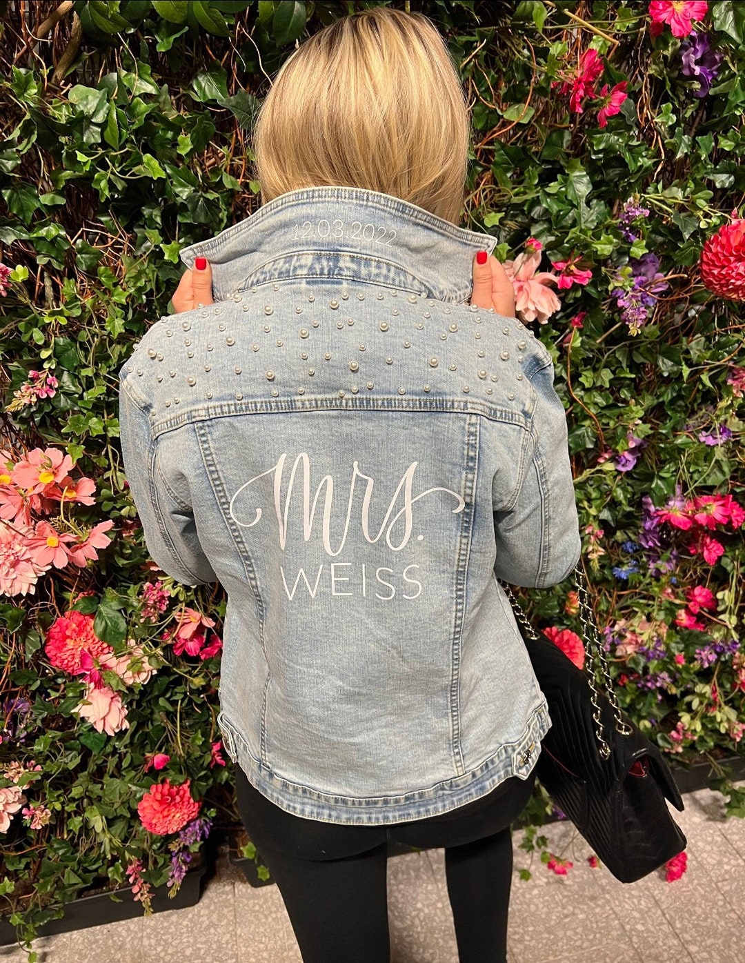 Bride Jean Jacket Personalized Custom Denim Jacket Pearl Jean Jacket ...