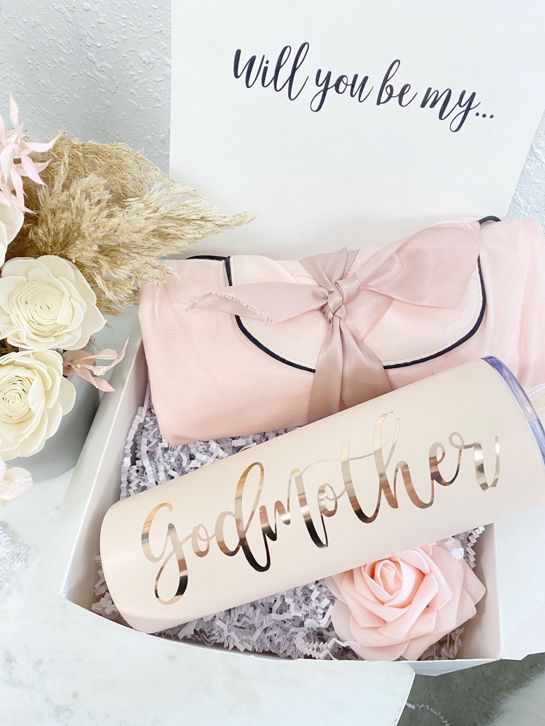 Godmother Proposal Box Idea Godmother Tumbler Will You Be My Godparents ...