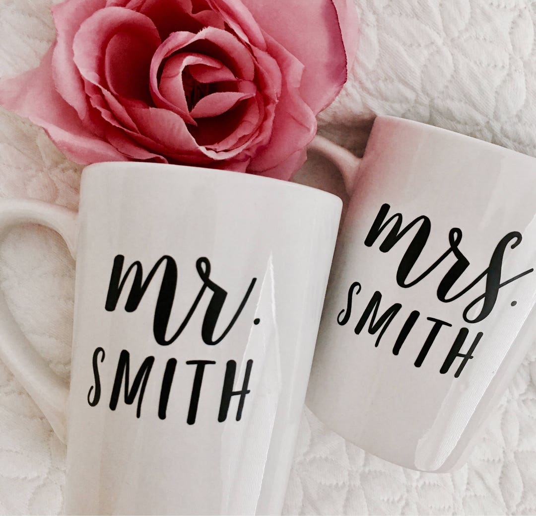 Mr and Mrs Mugs Engagement Gift Idea Wedding Gift Mr and Mrs Mug Set ...