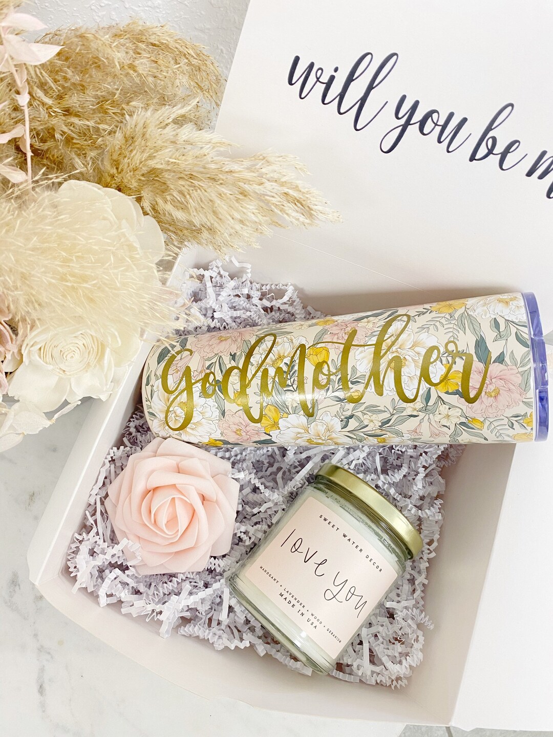 Godmother Proposal Box Idea Godmother Tumbler Will You Be My Godparents ...