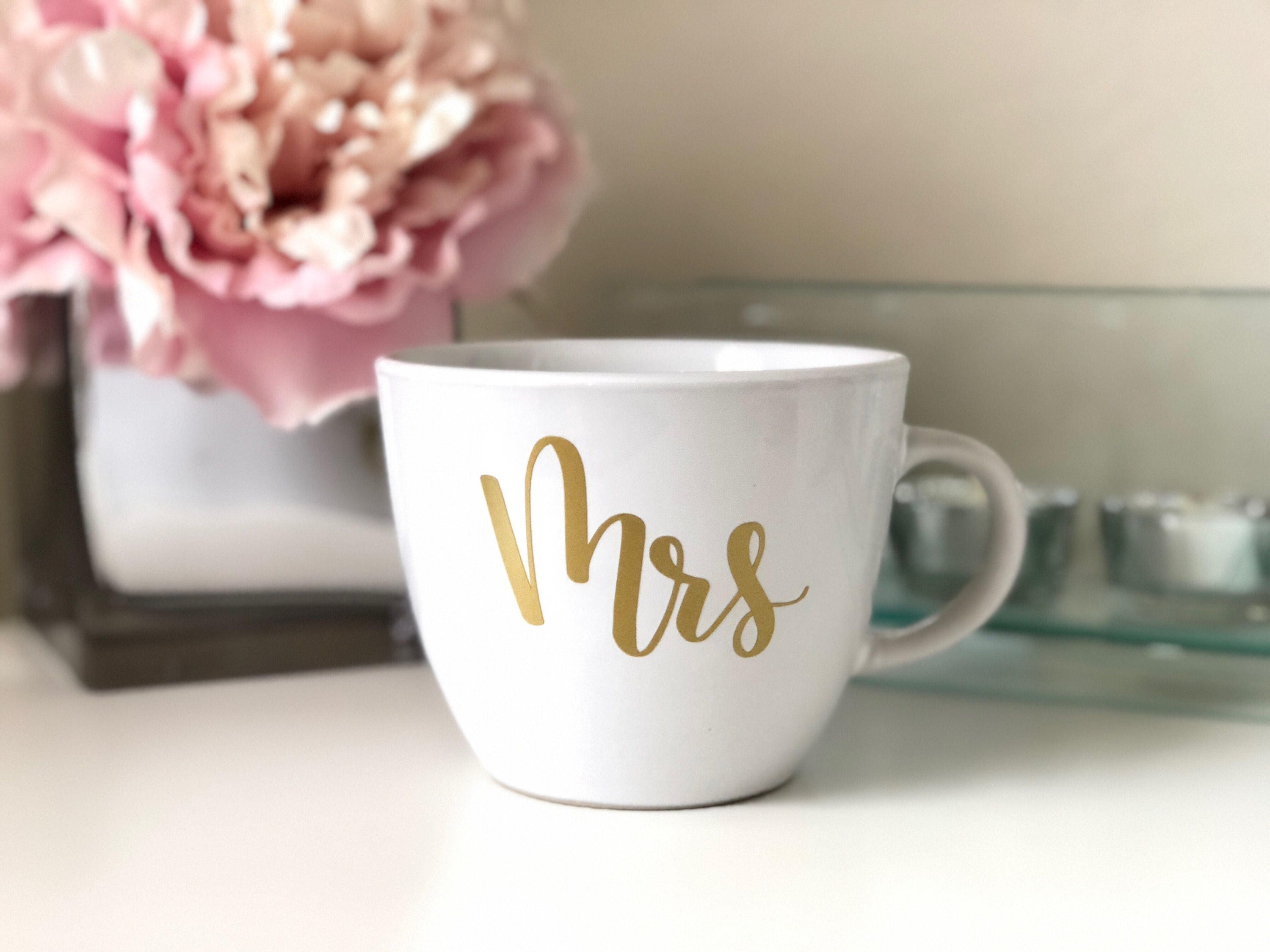 Mrs mug wifey mug just married gift anniversary gift gold | Etsy