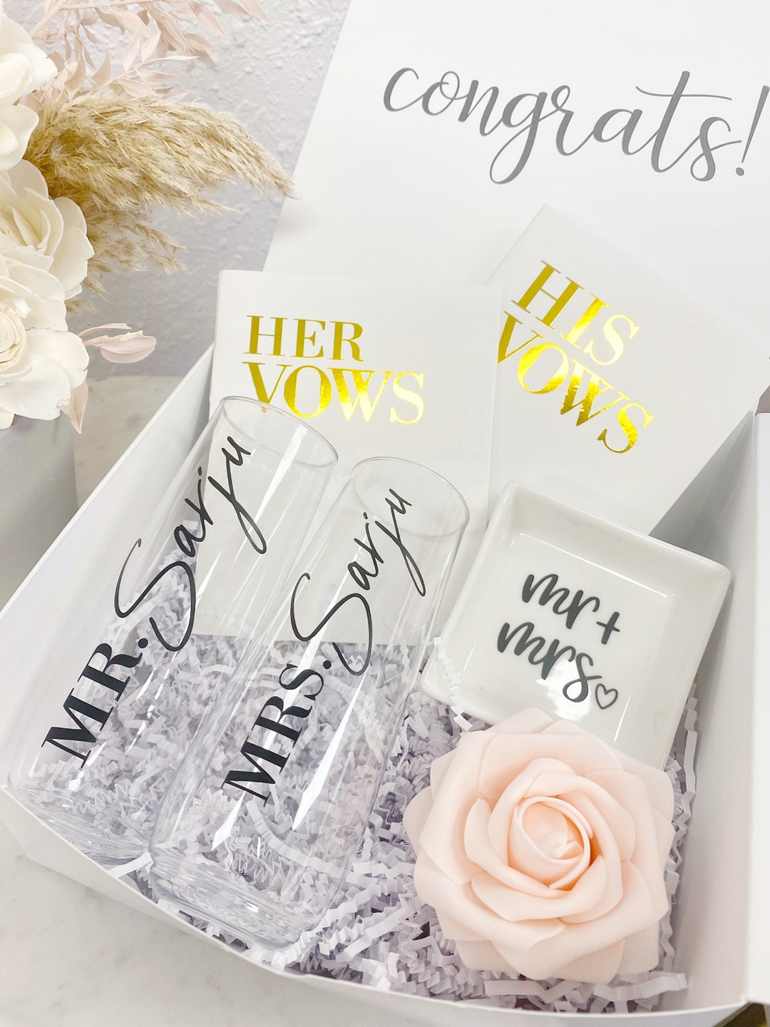 Bride and Groom Engagement Gift Box Set for Couple Mr and Mrs ...