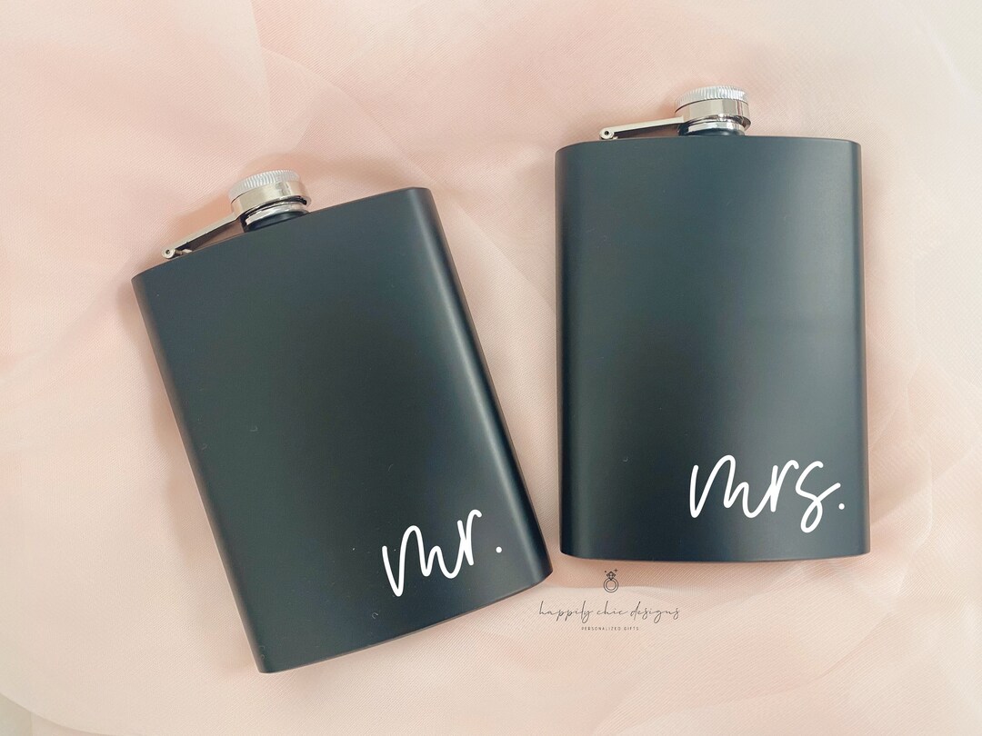 Mr and Mrs Flask Set Bachelor Bachelorette Flasks Personalized Flasks Bride and Groom Shot ...