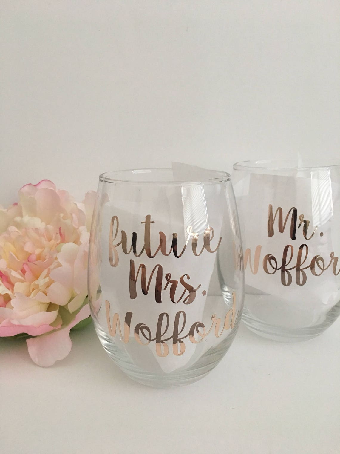 Mr and Mrs Wine Glass Set Future Mrs Wine Glass Engagement | Etsy