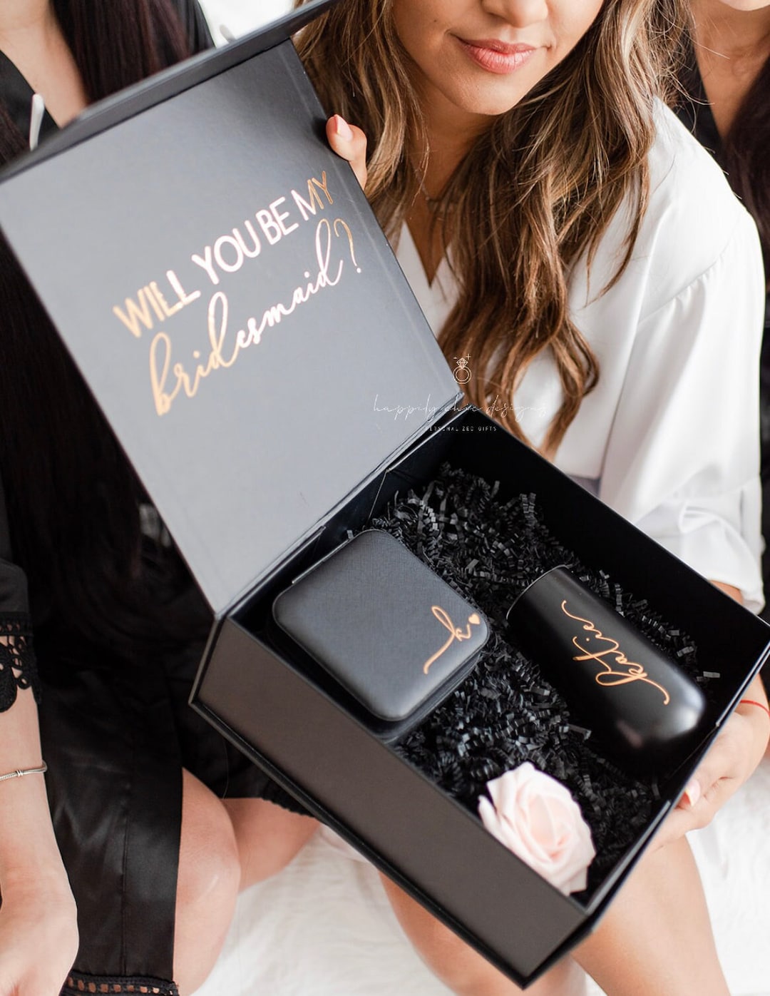 Luxury Bridesmaid Proposal Box Idea Travel Jewelry Box Gift Champagne ...
