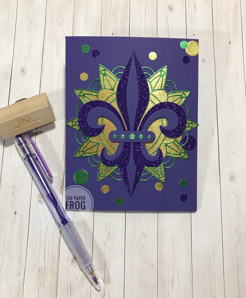 Glittering Fleur De Lis Mardi Gras New Orleans Carnival Card - Etsy
