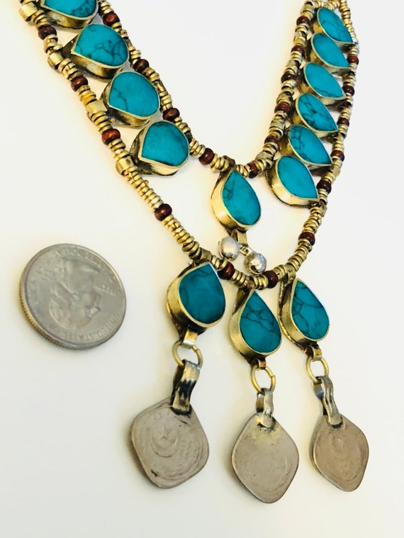 Turquoise Cassidy Bib Necklace- Afghan Tribal Jewelry… - Gem