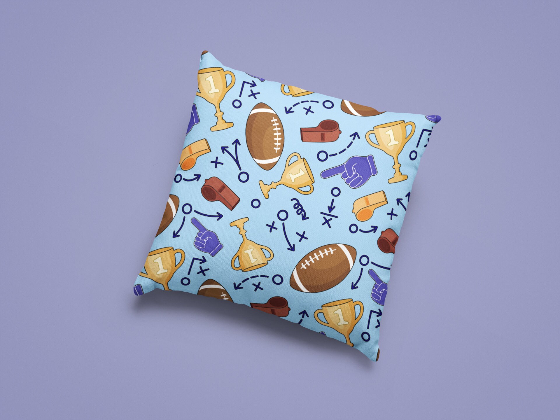 Blue Football Seamless Repeat Pattern for Fabric Sublimation, Boys ...