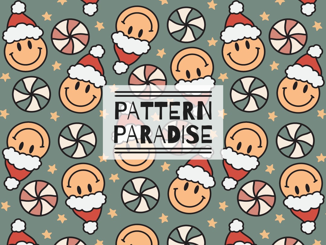 Christmas Seamless Repeat Pattern for Fabric Sublimation, Smiley Face ...