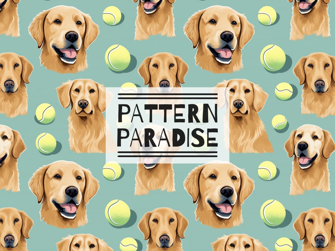 Seamless Pattern Golden Retriever Repeating Fabric Design | Instant ...