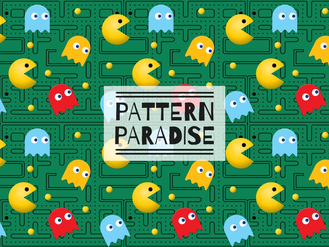 Pacman Seamless Repeat Pattern for Fabric Sublimation, 90s Repeating ...