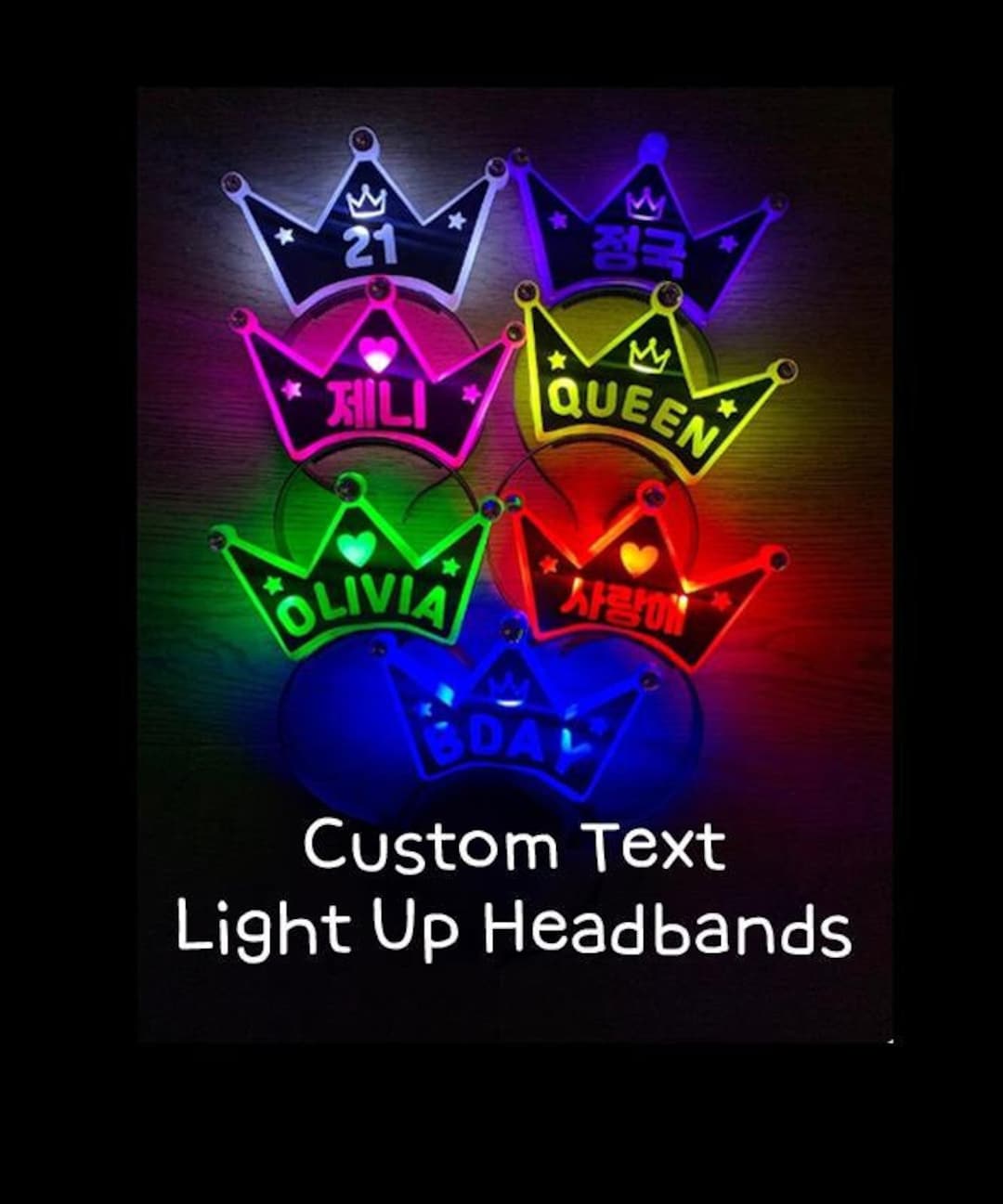 Custom Light up Headband, Light up Crown Headband, Kpop Headband ...
