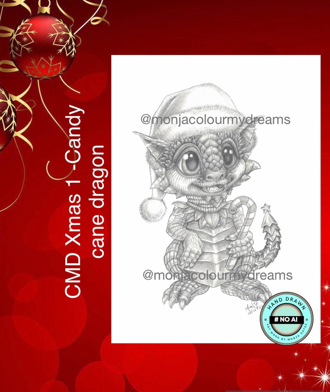 CMD Xmas 1 - Candy Cane Dragon - Etsy