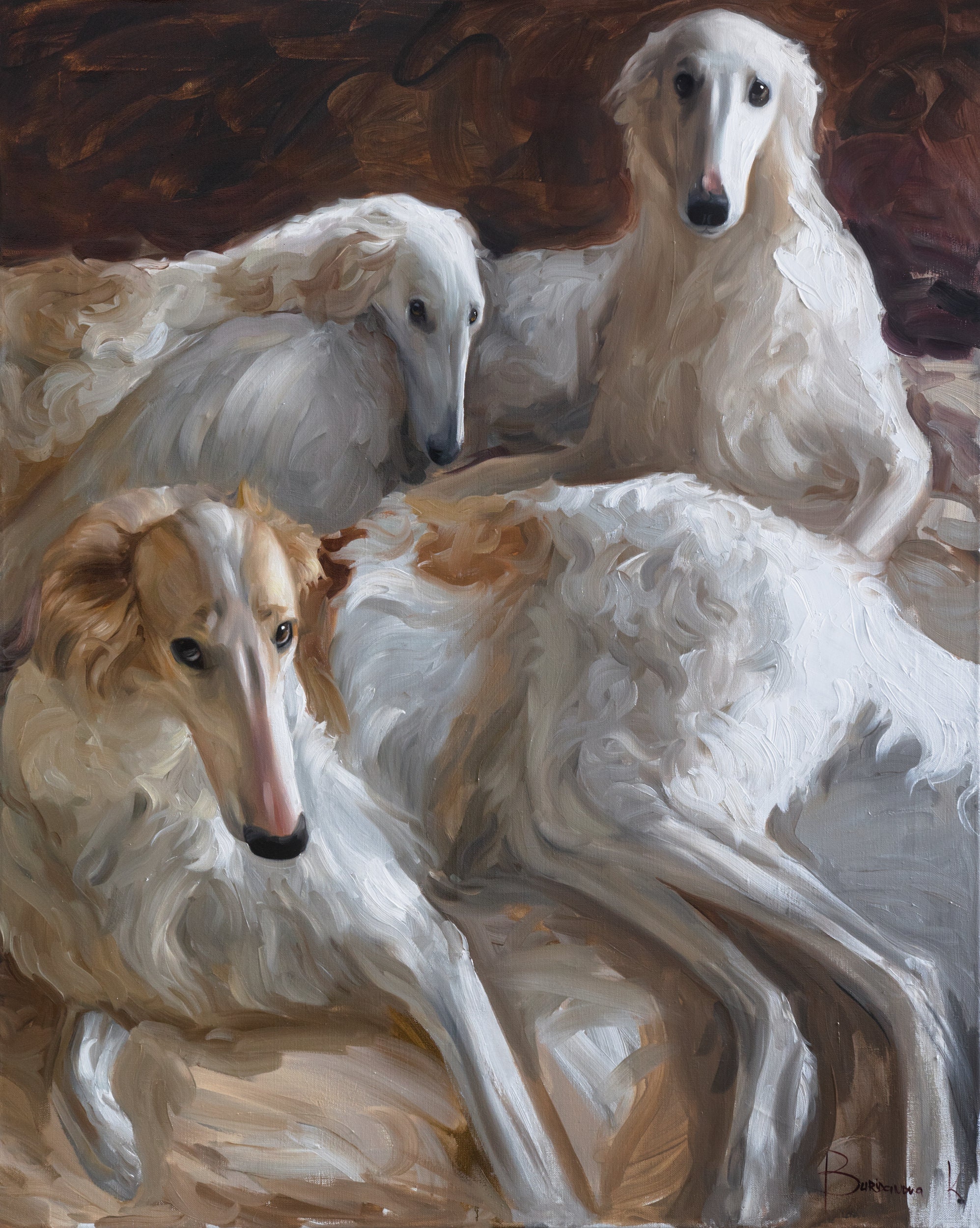 Large original oil painting Borzoi art Borzoi painting | Etsy