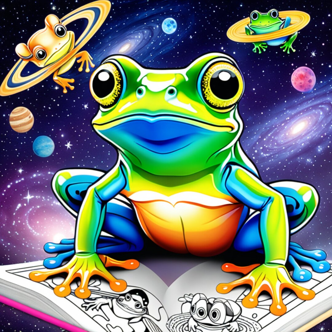 FROGS IN SPACE Coloring Book - Etsy