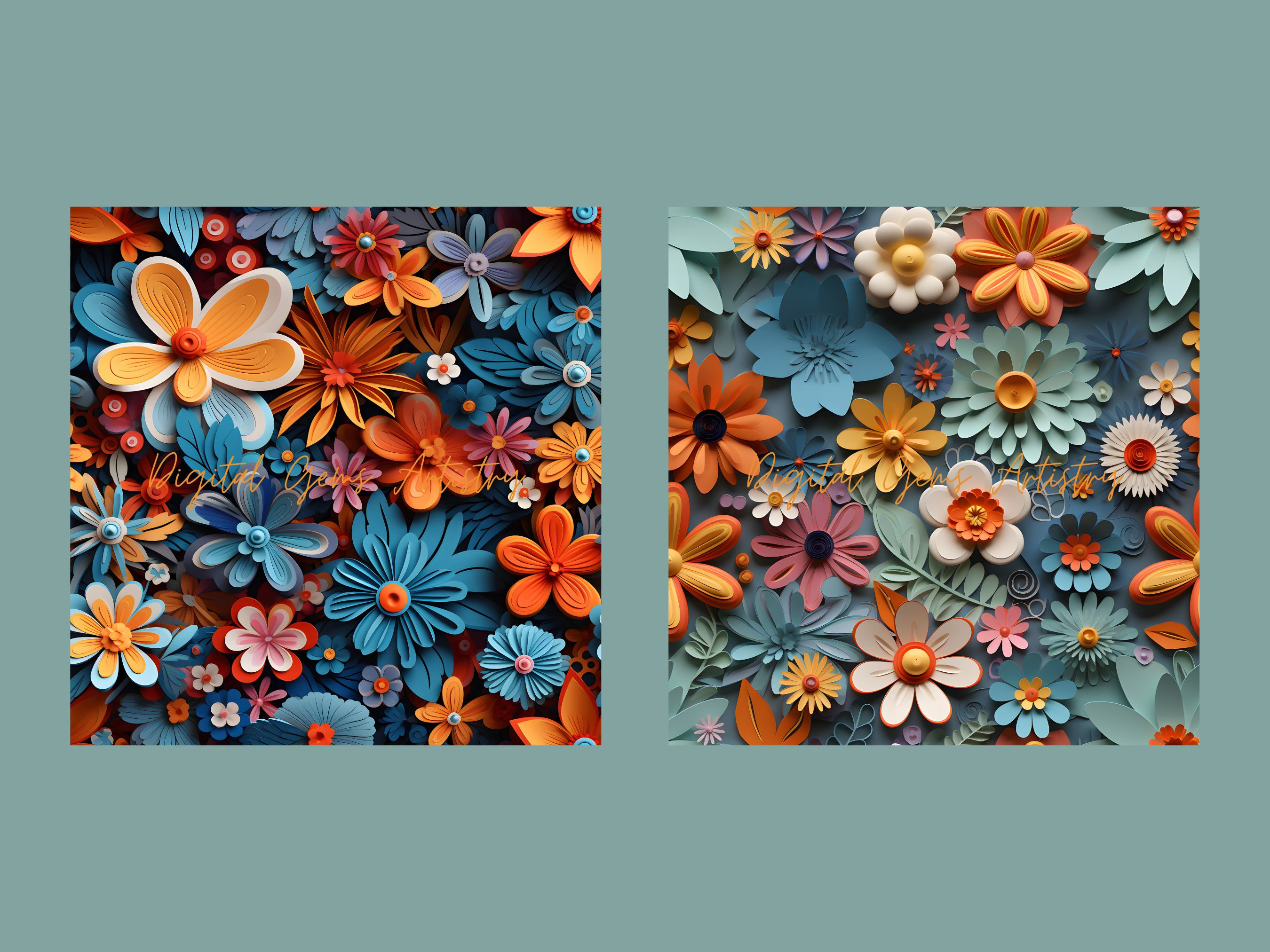 3D Daisies Seamless Retro 3D Flowers Digital Paper- 12 Designs-seamless ...