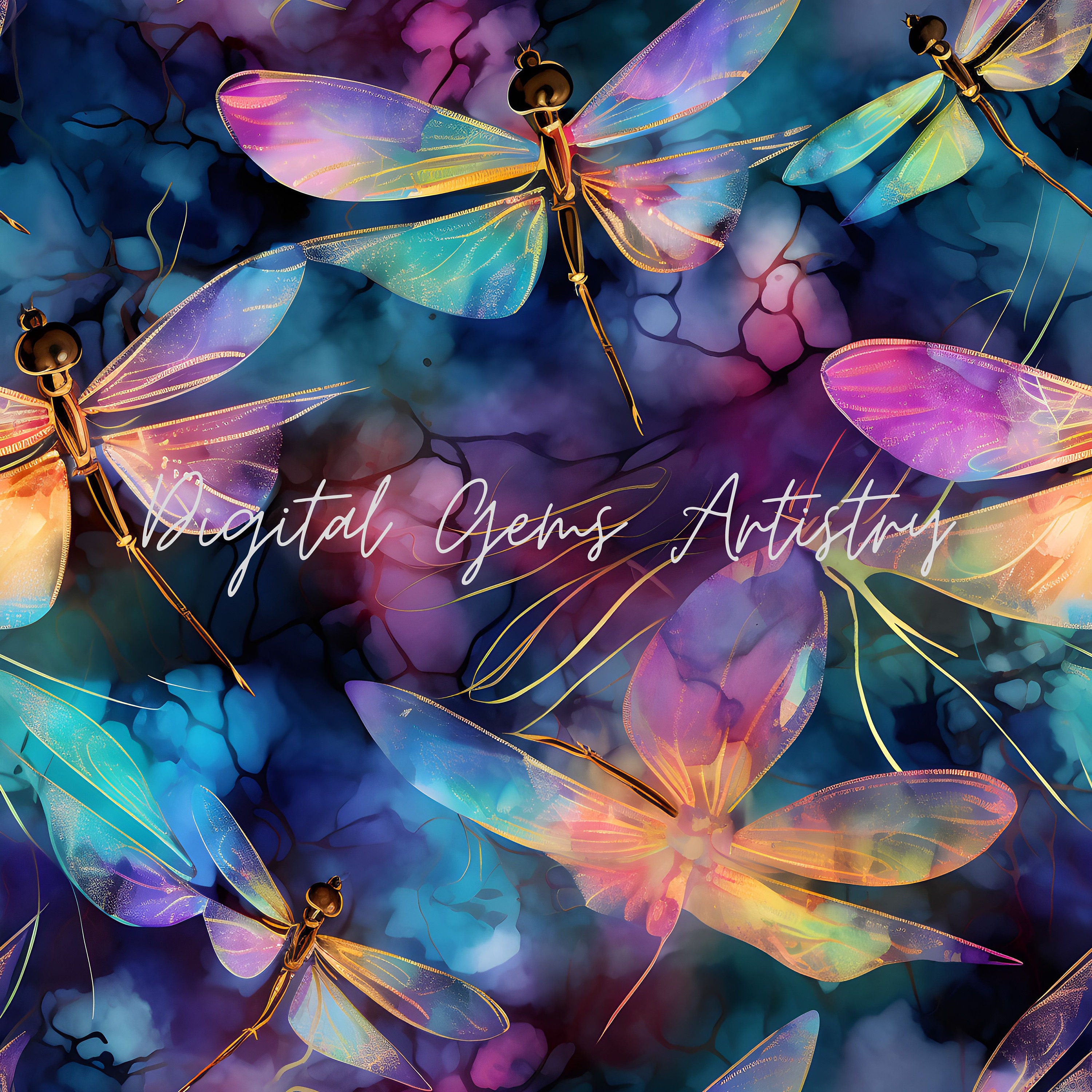 Alcohol Ink Dragonflies Digital Paper 8 Designs SEAMLESS - Etsy