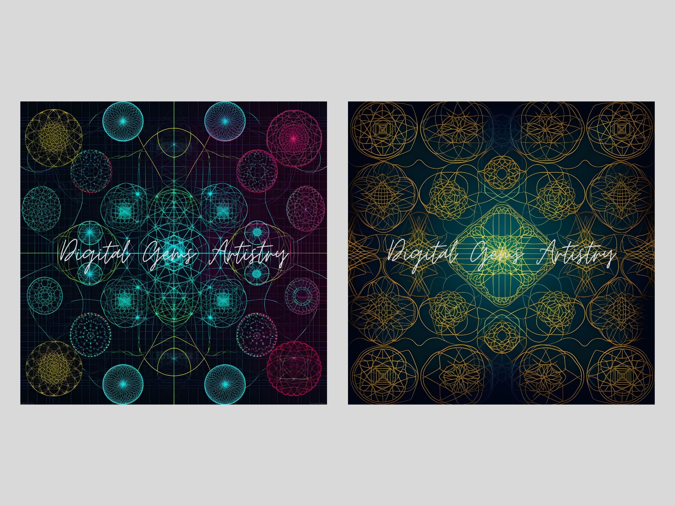 Gold Sacred Geometry Digital Paper 10 Designs SEAMLESS Patterns ...