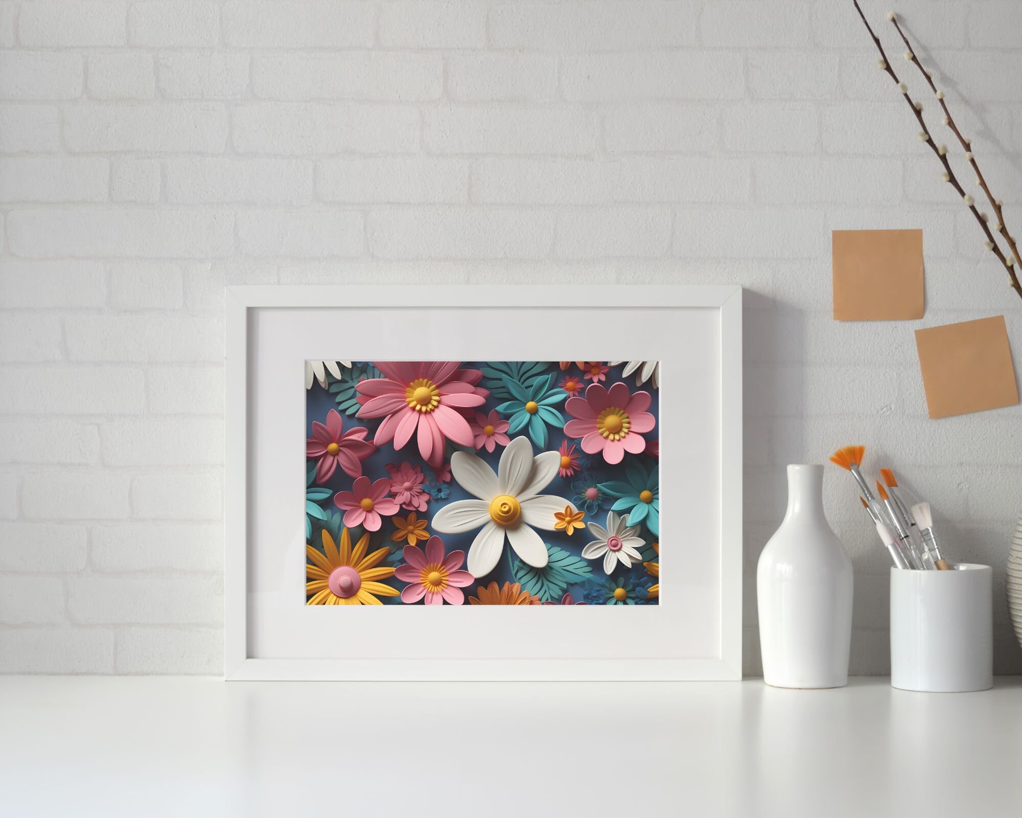 3D Daisies Seamless Retro 3D Flowers Digital Paper 12 Designs-seamless ...