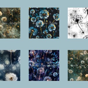 Dandelion Puffs Digital Paper - 24 Designs - SEAMLESS Patterns ...
