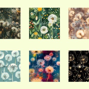 Dandelion Puffs Digital Paper - 24 Designs - SEAMLESS Patterns ...