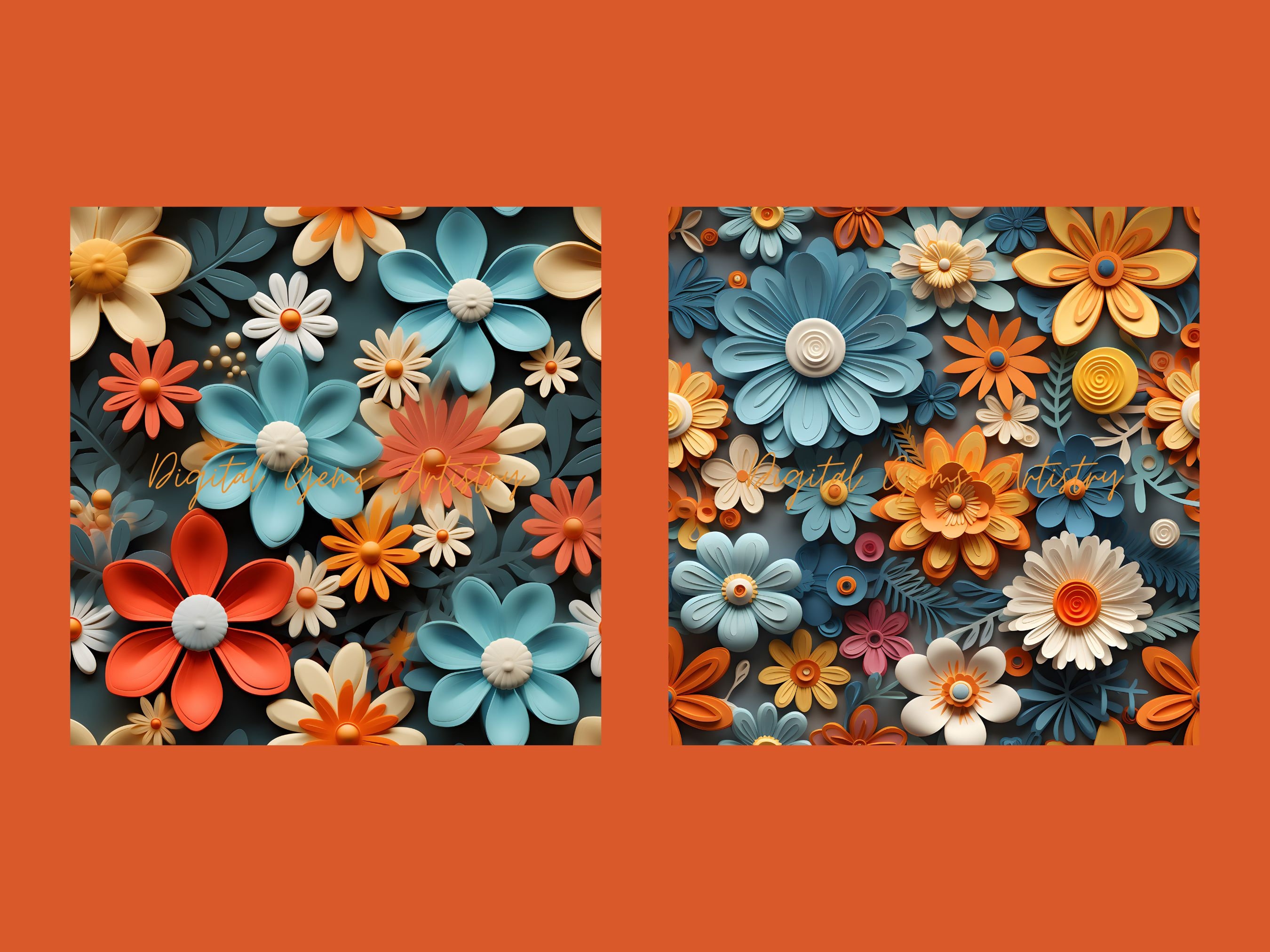 3D Daisies Seamless Retro 3D Flowers Digital Paper- 12 Designs-seamless ...