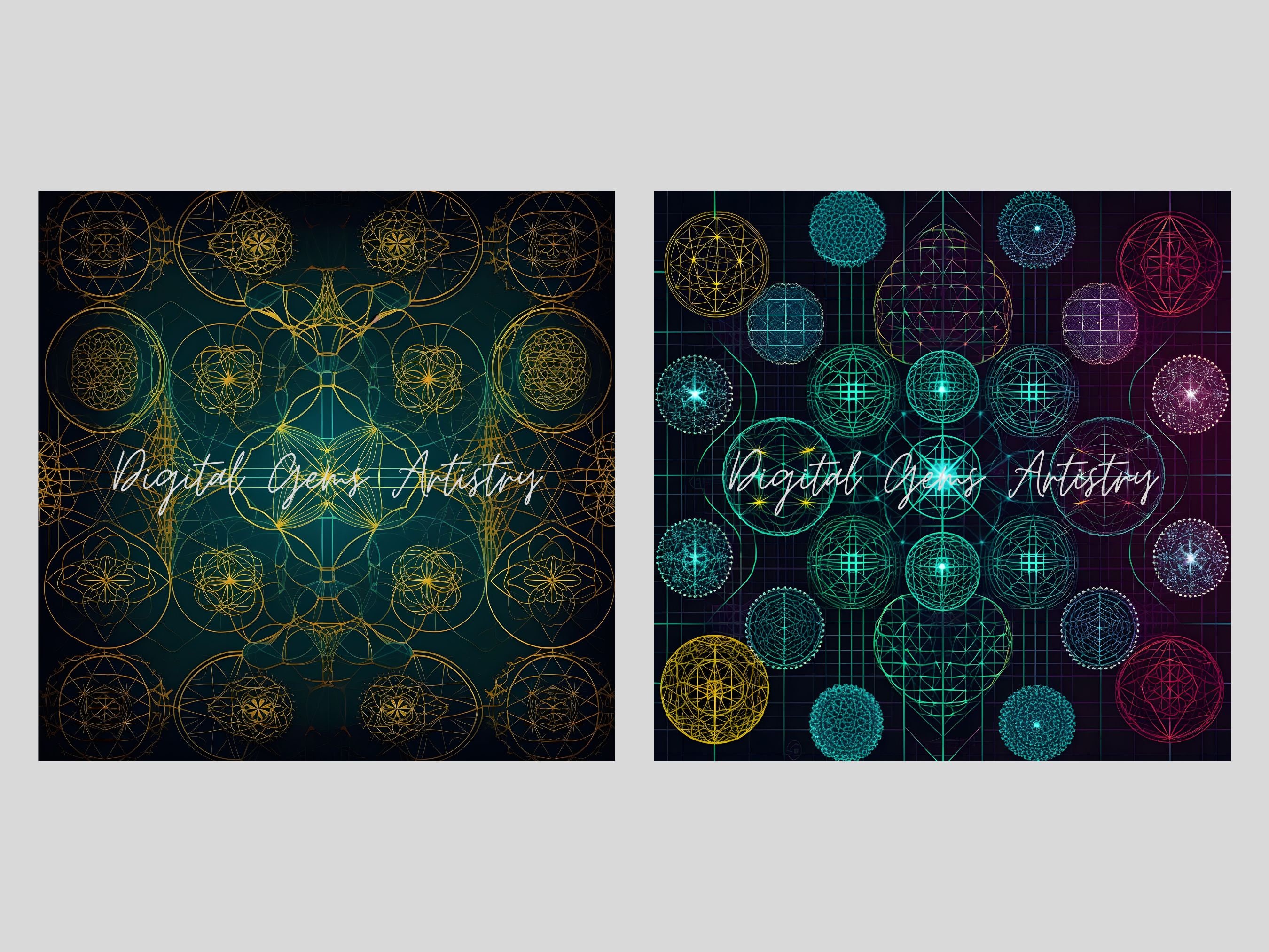 Gold Sacred Geometry Digital Paper 10 Designs SEAMLESS Patterns ...