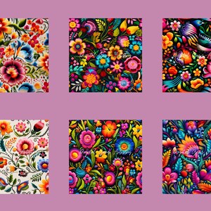 Mexican Embroidery Flowers Digital Paper - 18 Designs - SEAMLESS ...