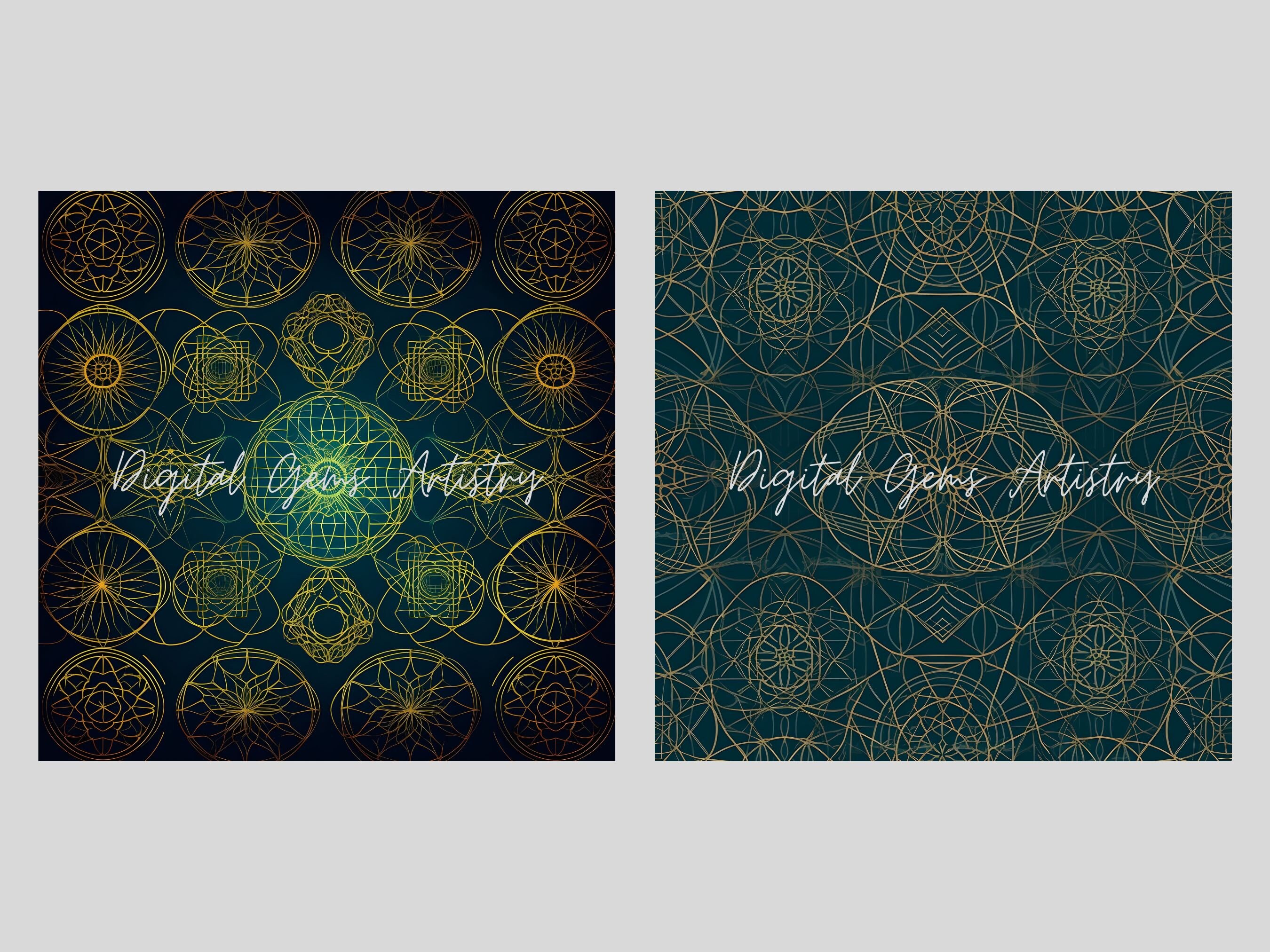 Gold Sacred Geometry Digital Paper 10 Designs SEAMLESS Patterns ...