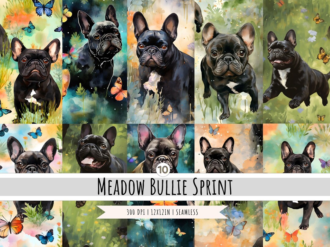 Alcohol Ink French Bulldog Frenchie Seamless Digital Paper 10 Designs ...