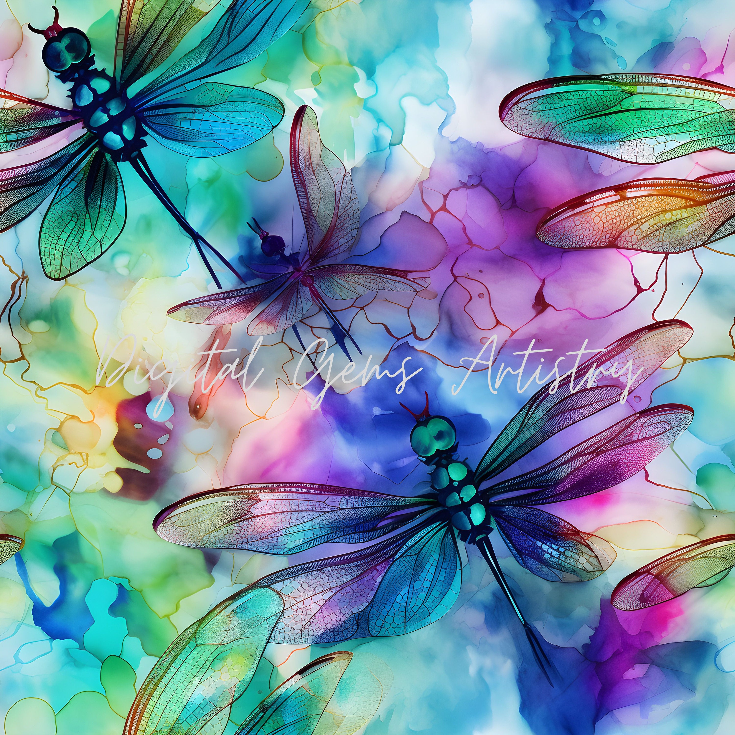 Alcohol Ink Dragonflies Digital Paper 8 Designs SEAMLESS Patterns ...