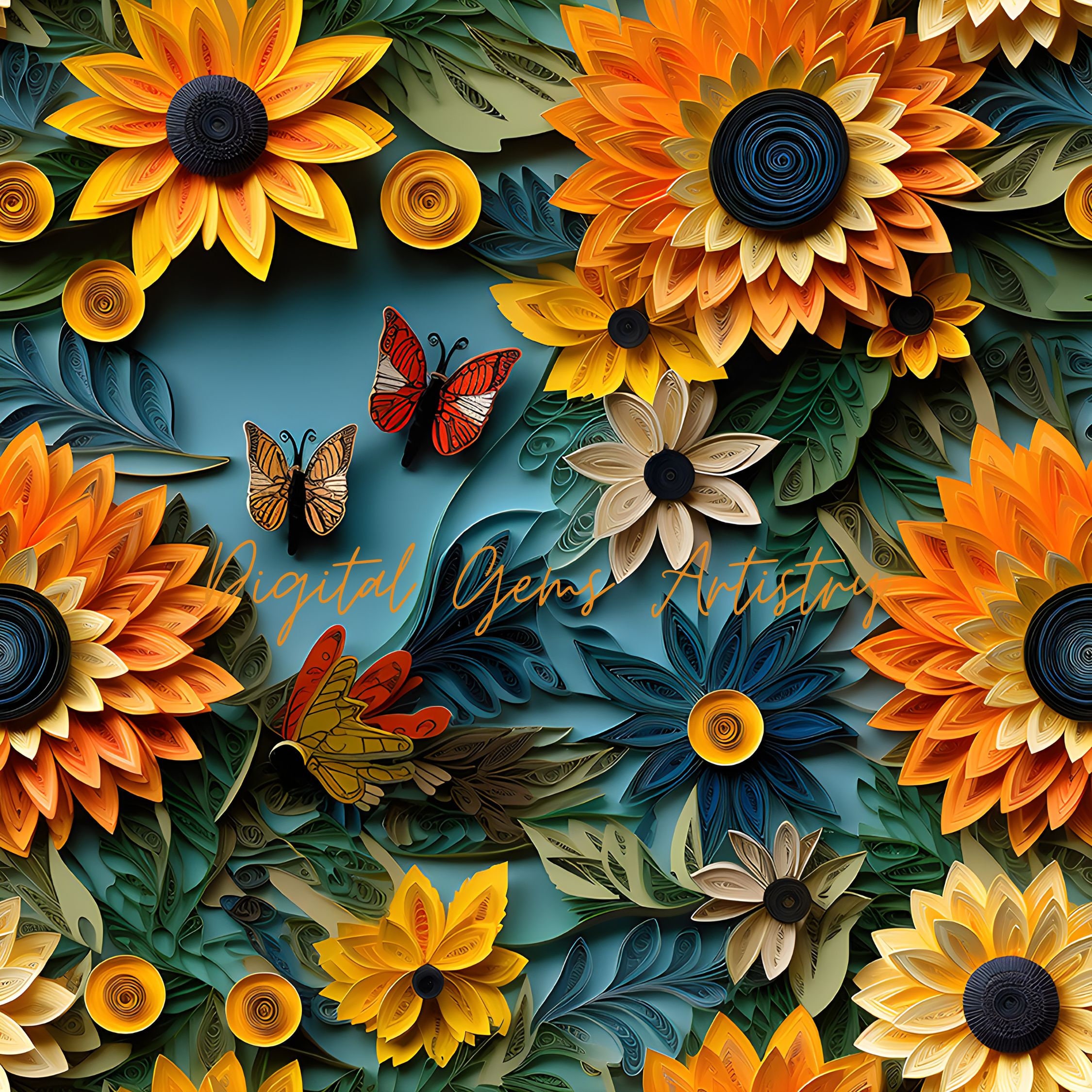 3D Floral Digital Paper 1 Design SEAMLESS Patterns 3d Flower 300 DPI ...