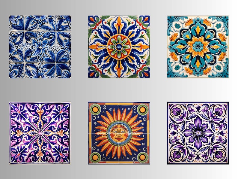 Talavera Tiles - Seamless Digital Paper - 35 Designs - Mexican Tiles ...
