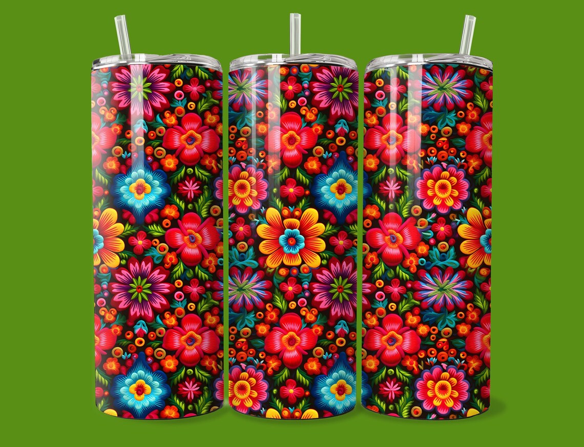 Mexican Embroidery Flowers Digital Paper 18 Designs SEAMLESS Patterns ...