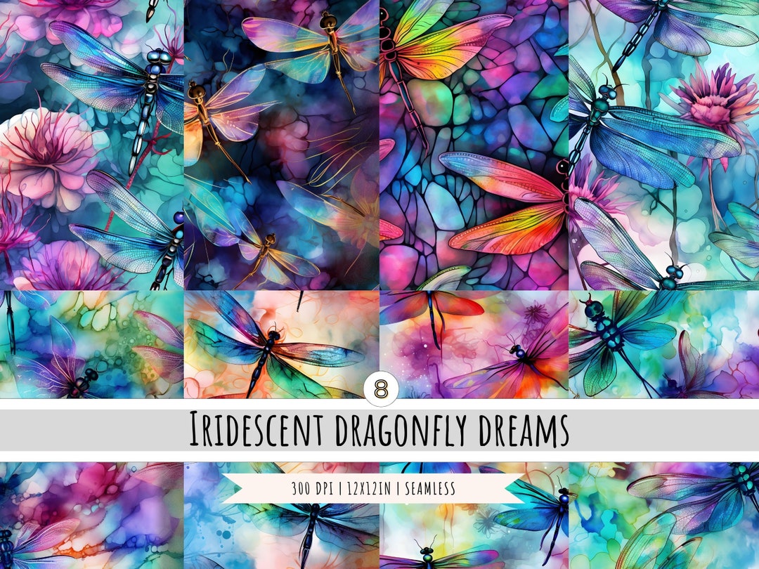 Alcohol Ink Dragonflies Digital Paper 8 Designs SEAMLESS Patterns ...