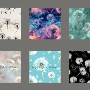 Dandelion Puffs Digital Paper - 24 Designs - SEAMLESS Patterns ...