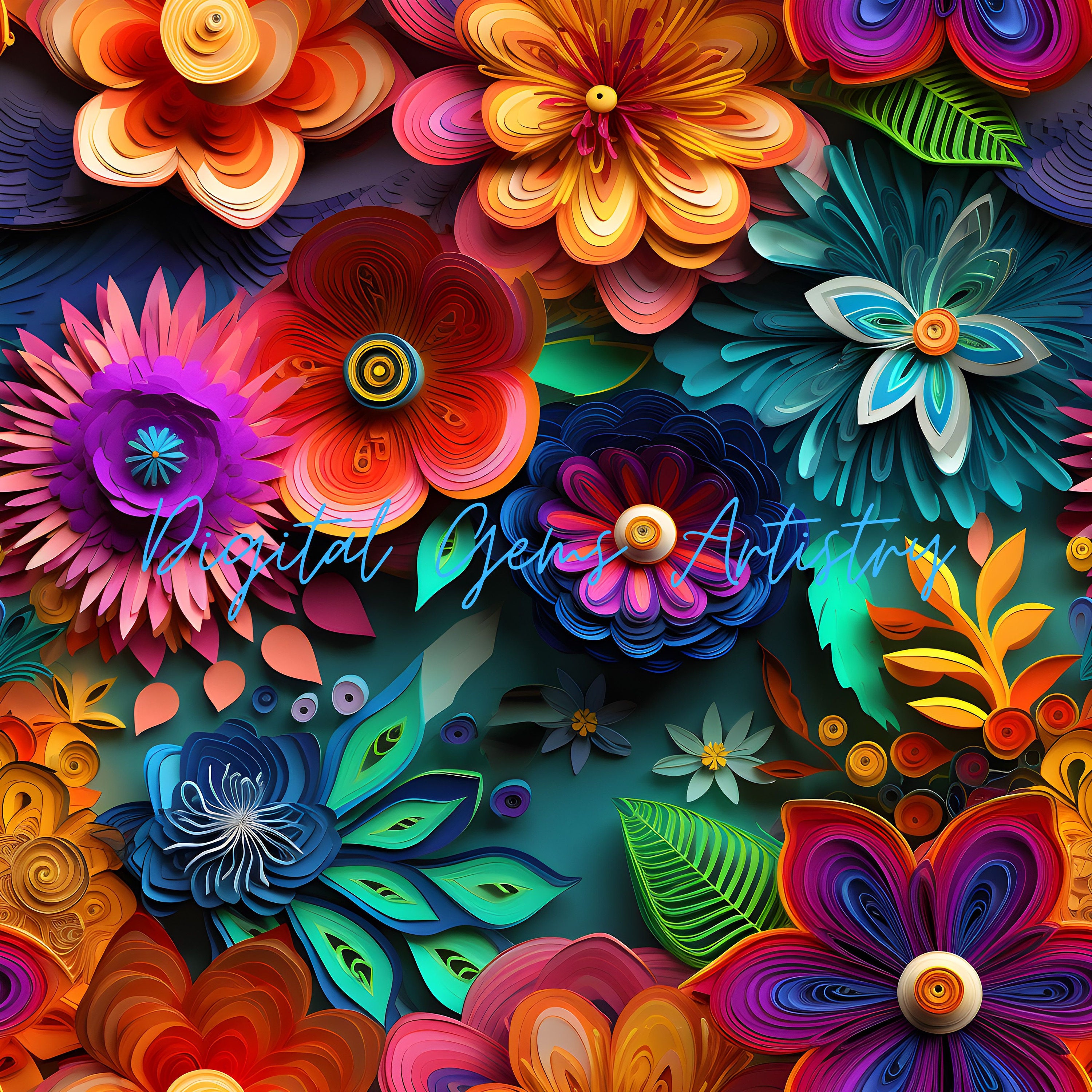 3D Floral Medley Digital Paper - 6 Designs - SEAMLESS Patterns - 3d ...