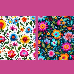 Mexican Embroidery Flowers Digital Paper - 12 Designs - SEAMLESS ...