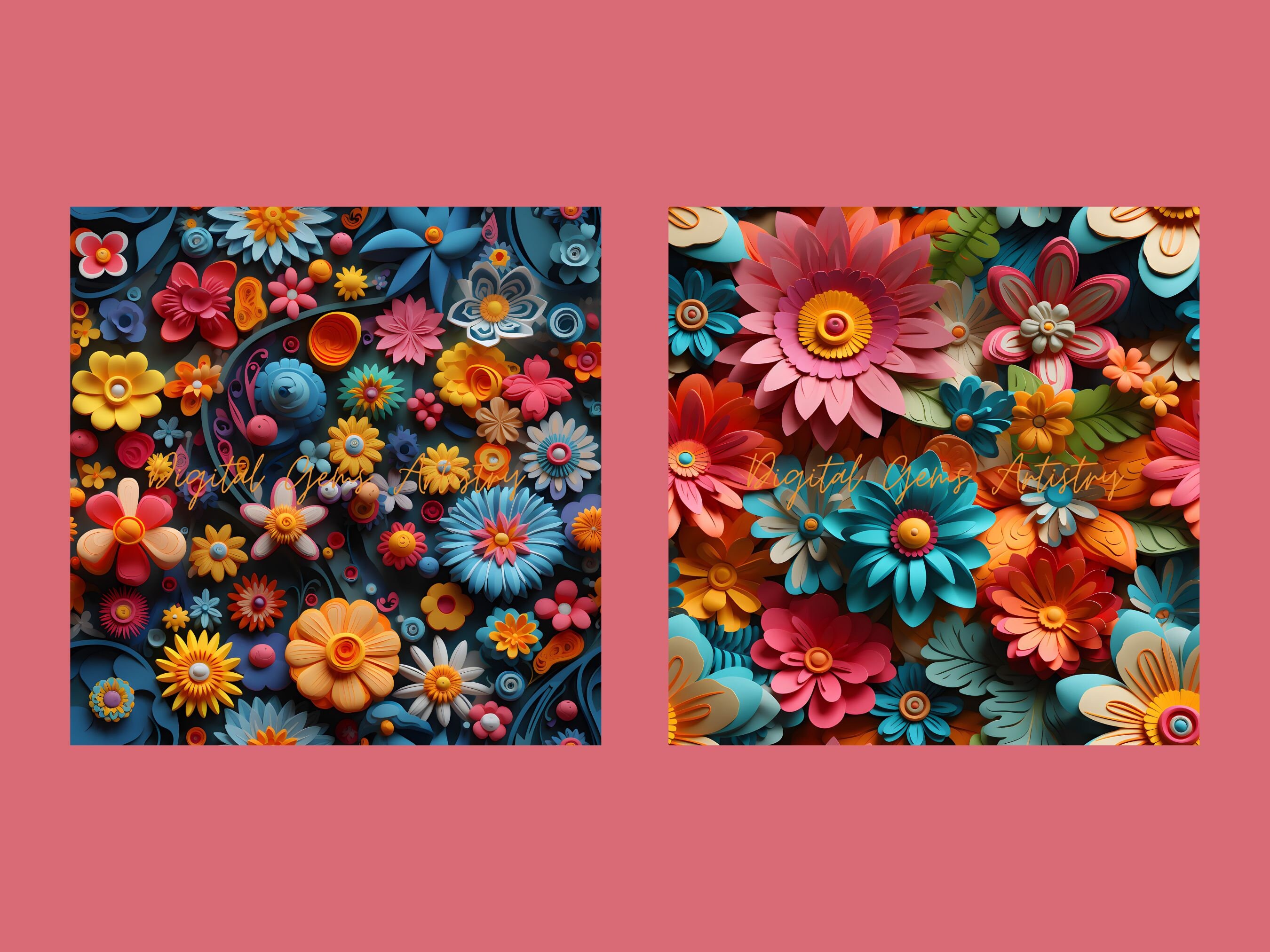 3D Daisies Seamless Retro 3D Flowers Digital Paper- 12 Designs-seamless ...