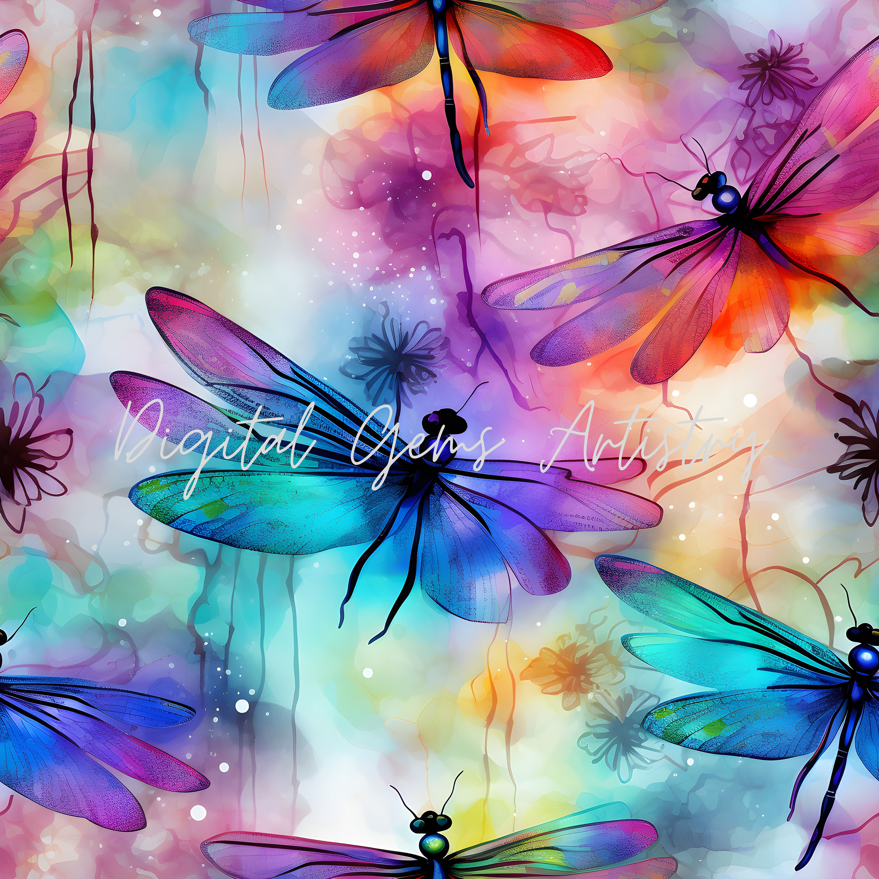 Alcohol Ink Dragonflies Digital Paper 8 Designs SEAMLESS - Etsy
