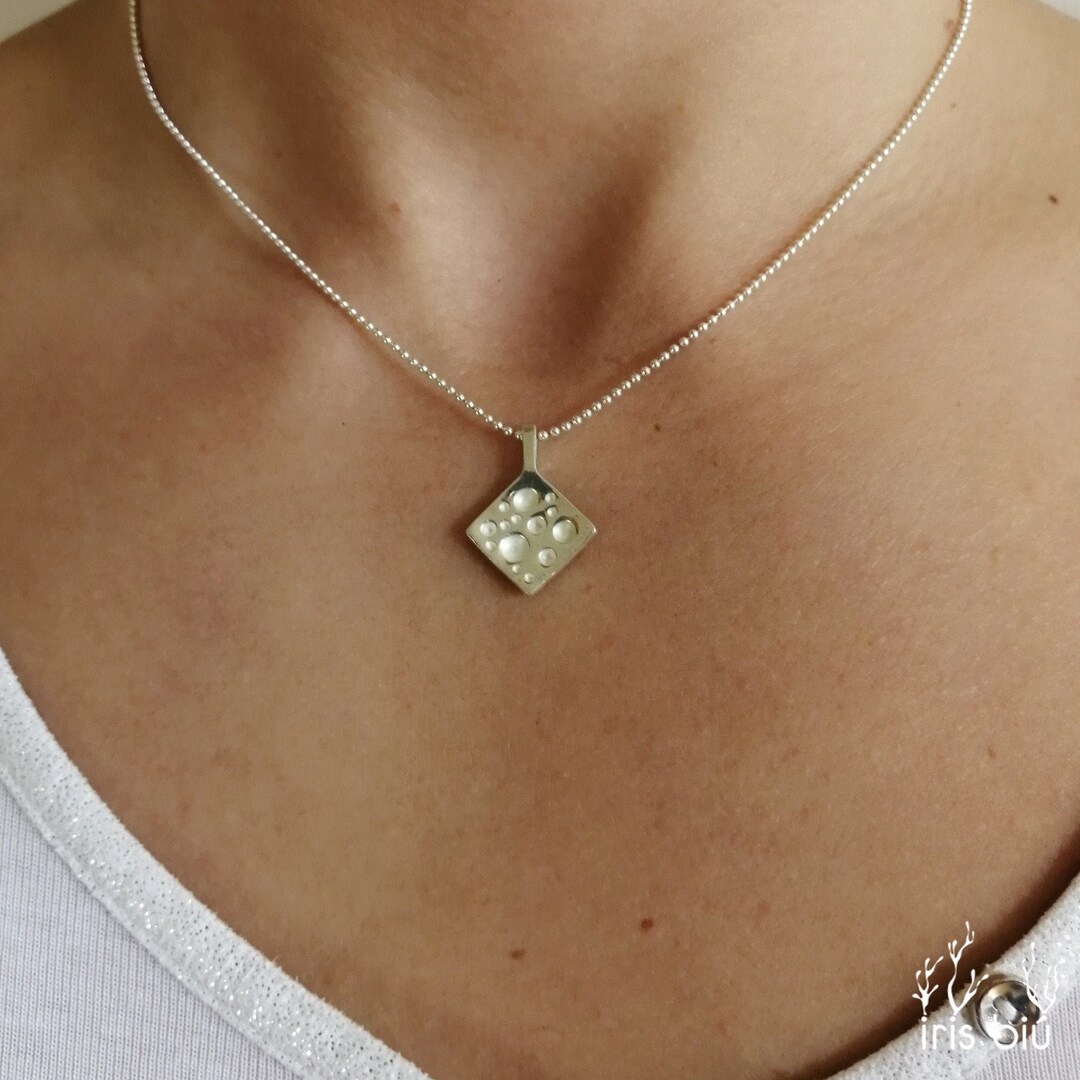 Solid Silver Women's Pendant 15 Mm Wide Diamond Delivered Alone or With ...