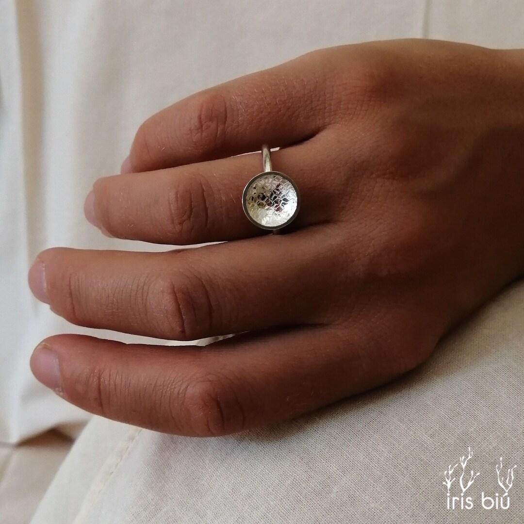 Women's Ring in Solid Silver Round Element of 12 Mm Ring in Round Wire ...