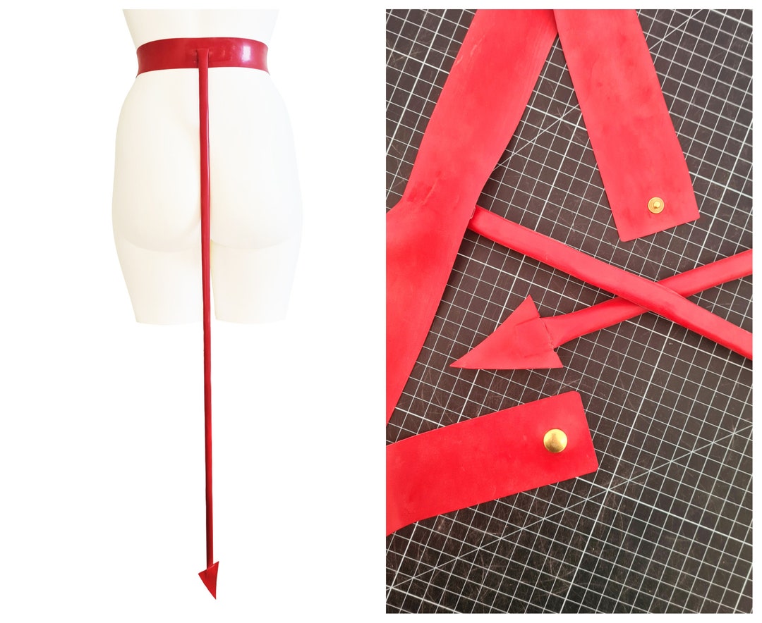 XS-4XL Long Latex Devil Tail Belt glitter Available - Etsy