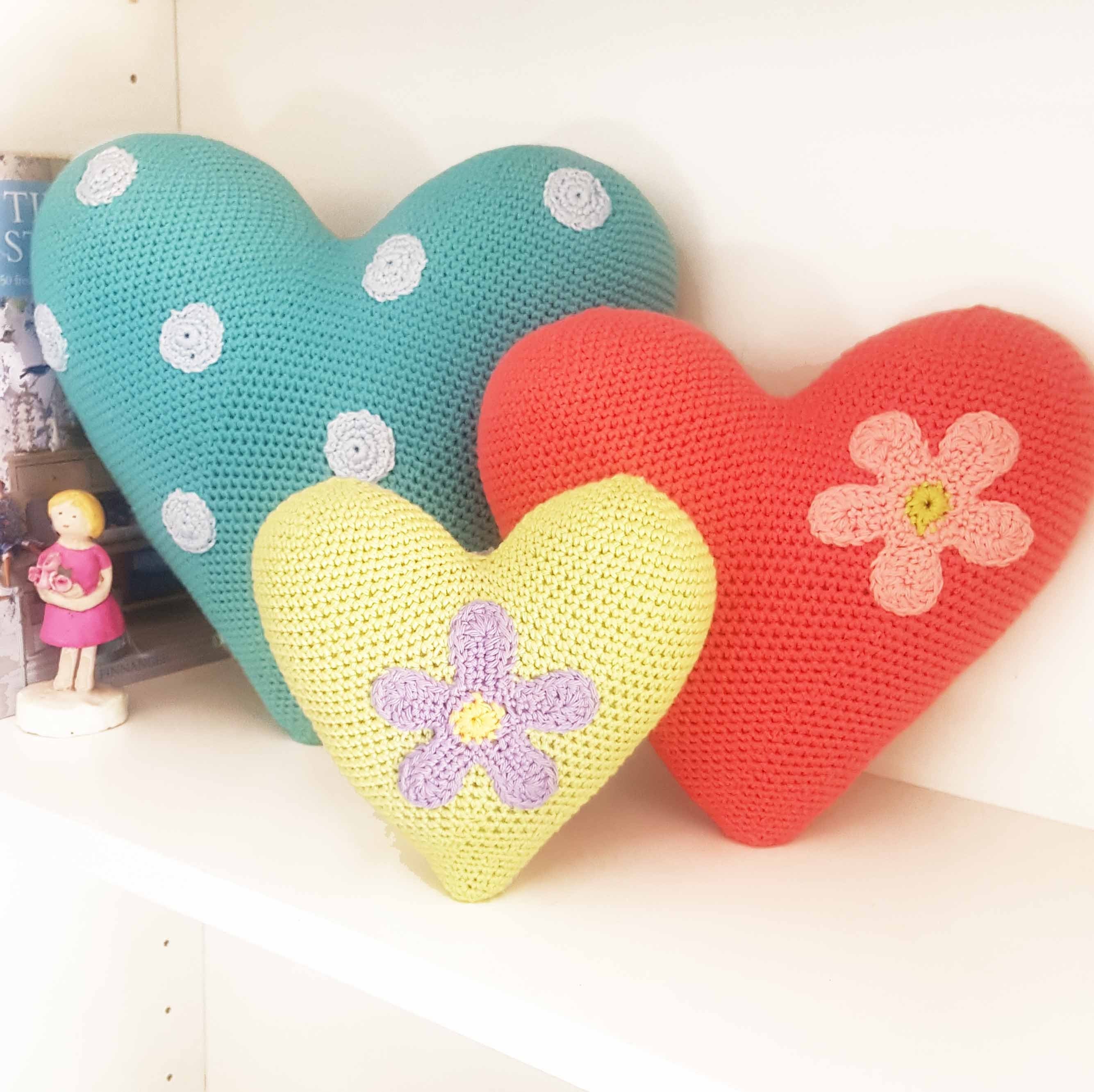 Crochet PATTERN Heart Cushion Patterns in 3 SIZES | Etsy