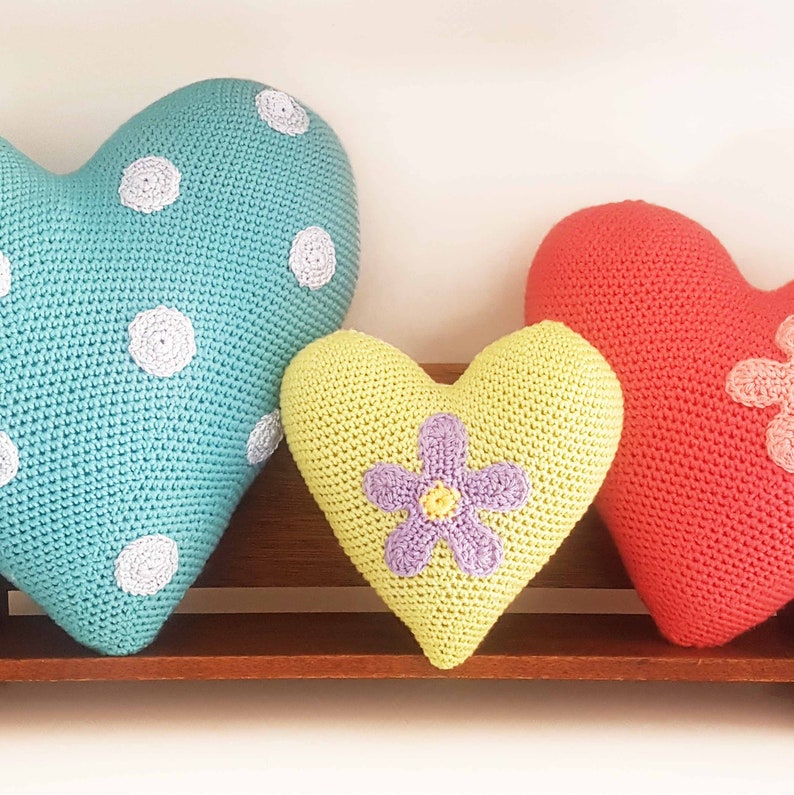 Crochet PATTERN Heart Cushion Patterns in 3 SIZES - Etsy