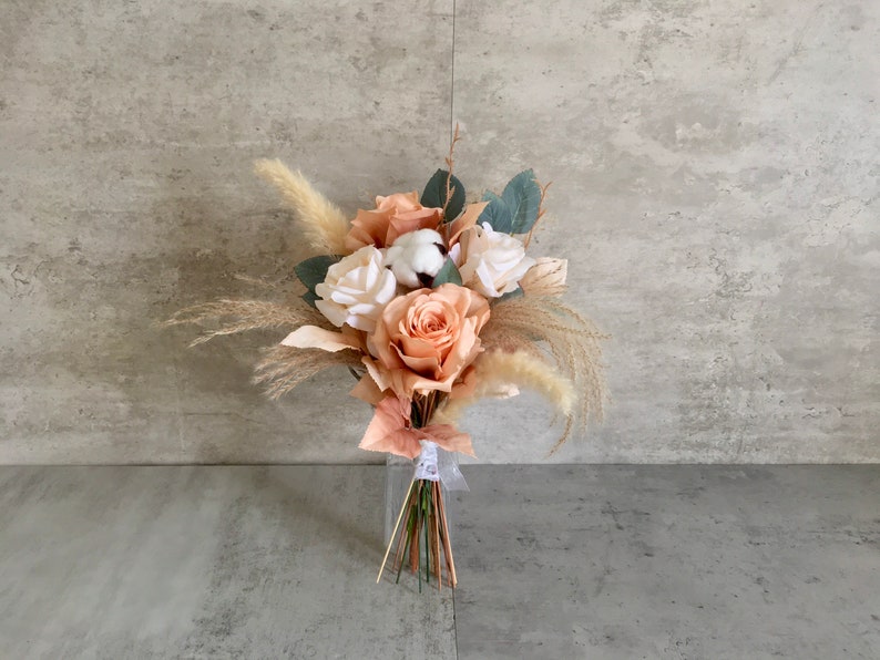 Rust Orange Bouquet With Pampas Grass 12/ Vintage Rustic - Etsy