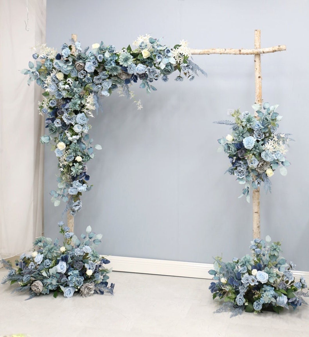 Dusty Blue and Navy Wedding Archway Flower/ Wedding Floral Arch ...