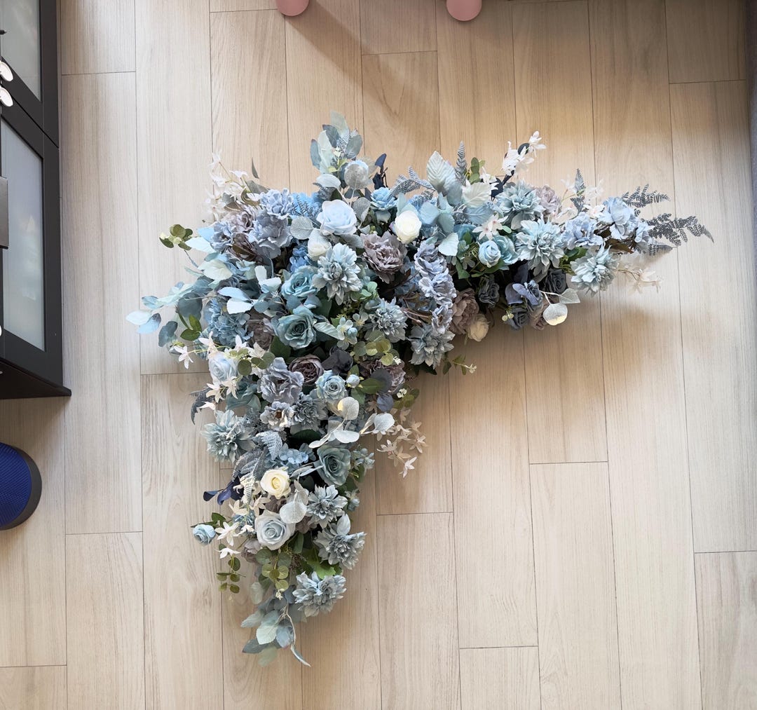 Dusty Blue & Navy Wedding Arch Floral Swag Artificial - Etsy