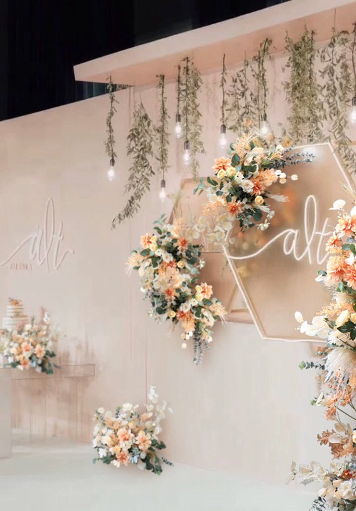 Sunset Terracotta and Cream Wedding Archway Flower With Pampas - Etsy