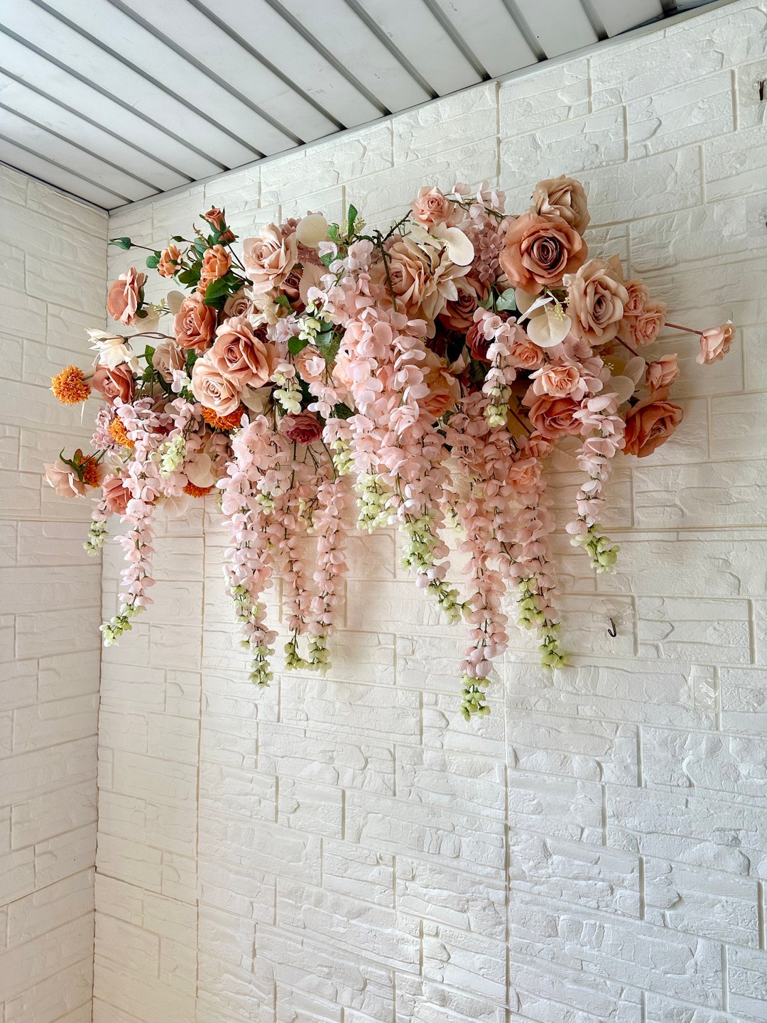 Champagne, Orange & Cream Wisteria Wedding Archway Flower Artificial ...